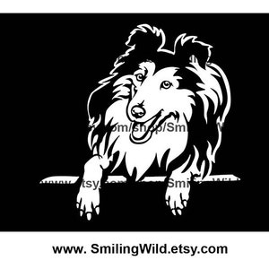 Peeking Sheltie Portrait Svg, Dog Head Cut File Cuttable Sheltie Dog ...