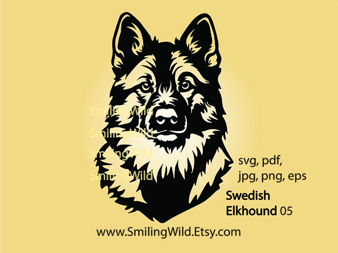 Swedish Elkhound Svg Jämthund Svg, Vector Garphic Art Dog Head Portrait ...