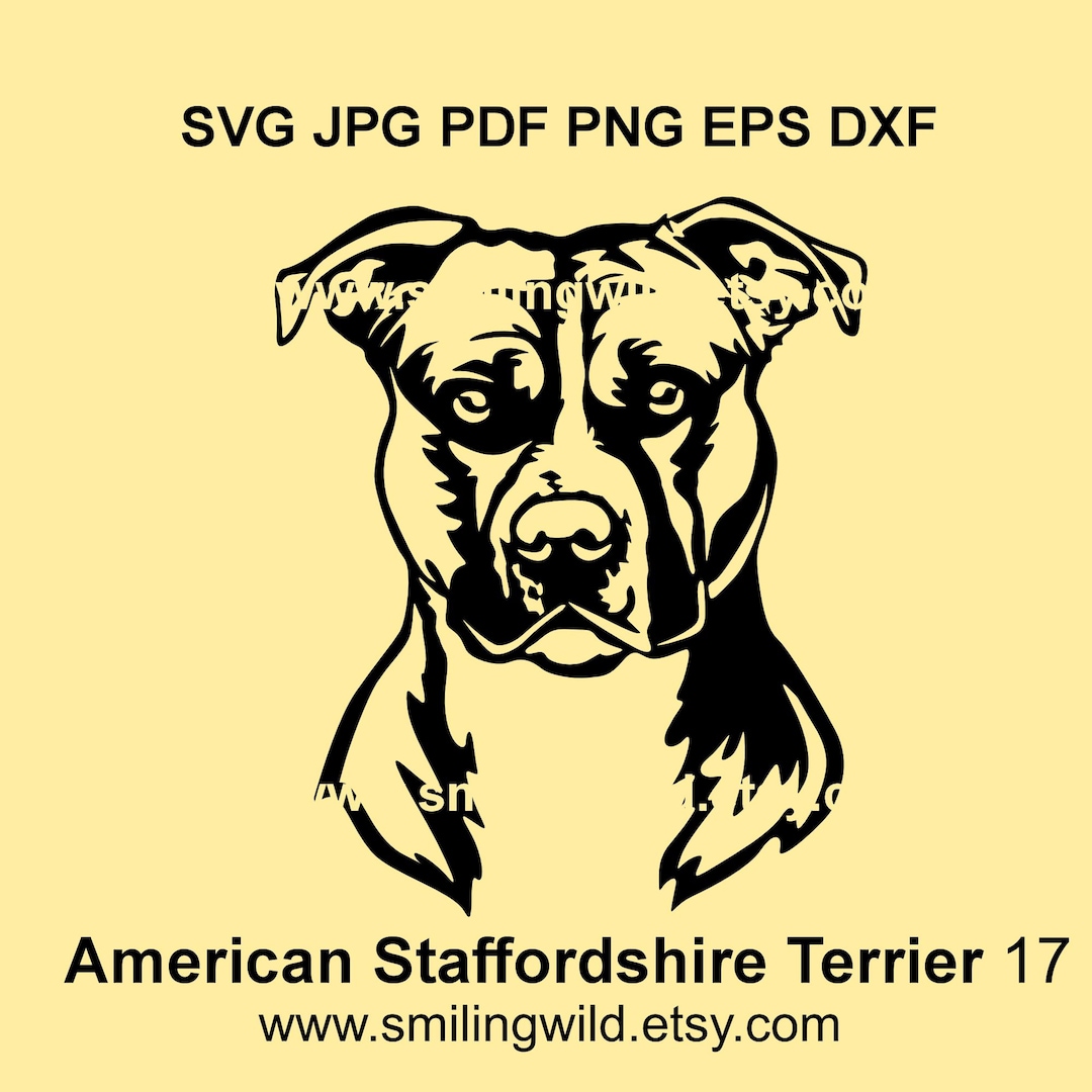 Staffy SVG & PNG, DXF Digital Clipart – Realistic American ...