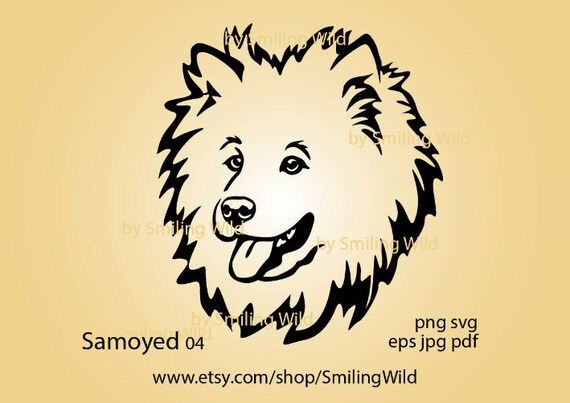 Samoyed Dog Svg Vector Graphic Portrait Dog Png Illustration | Etsy