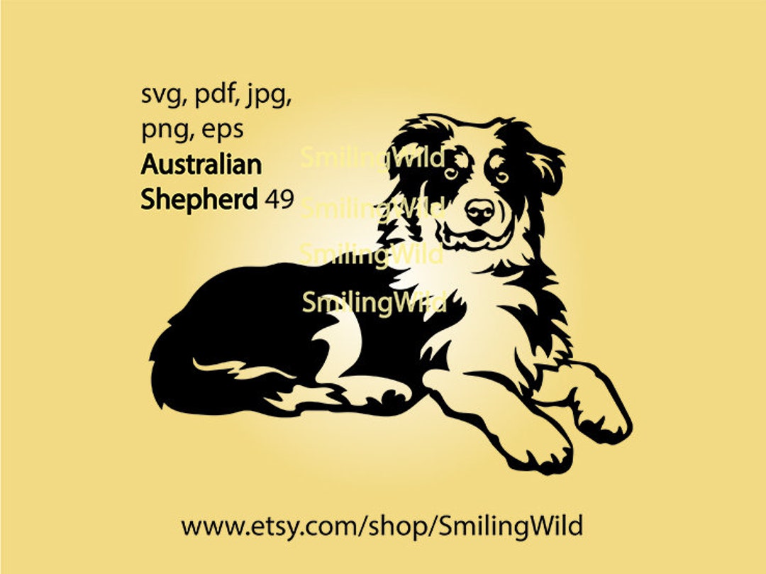 Aussie Svg Vector Graphic Art Portrait Australian Shepherd Puppy Clip ...