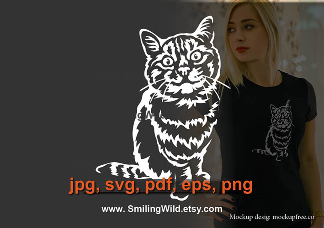 Tabby Cat Svg Cuttable Digital Clip Art, Tabby Cat Vector Graphic ...