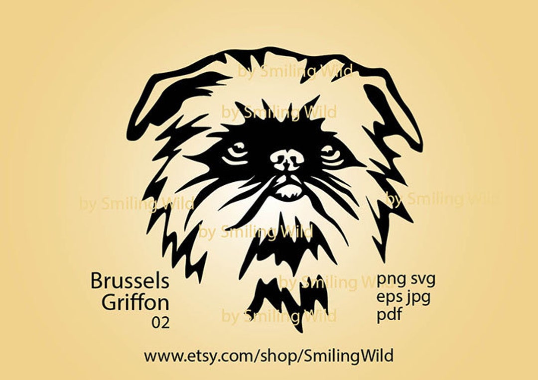 Brussels Griffon Svg Portrait Vector Graphic Art Cute Dog Logo Clipart ...