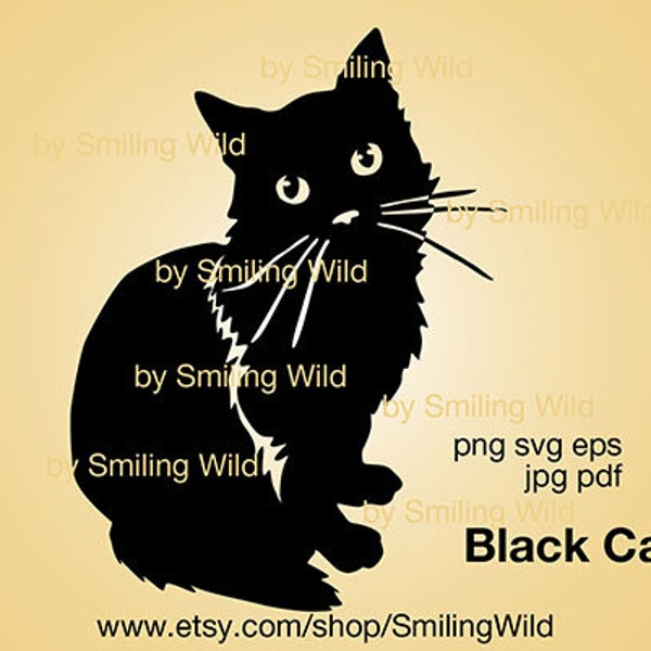 Black Cat Svg - Etsy