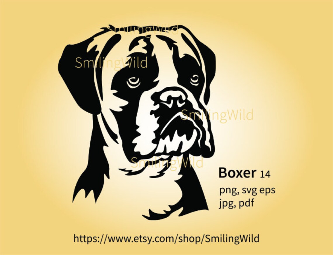Boxer Dog Head Svg Vector Graphic Clip Art Illustration | Etsy