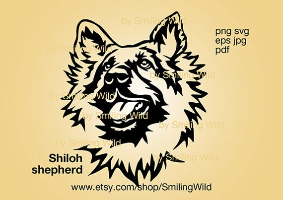 Shiloh shepherd svg vector graphic art dog logo portrait | Etsy