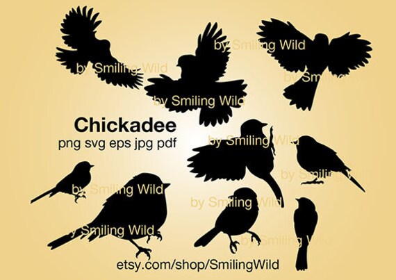Chickadee Svg Silhouette Clipart Bird Cut File Tit Cuttable | Etsy