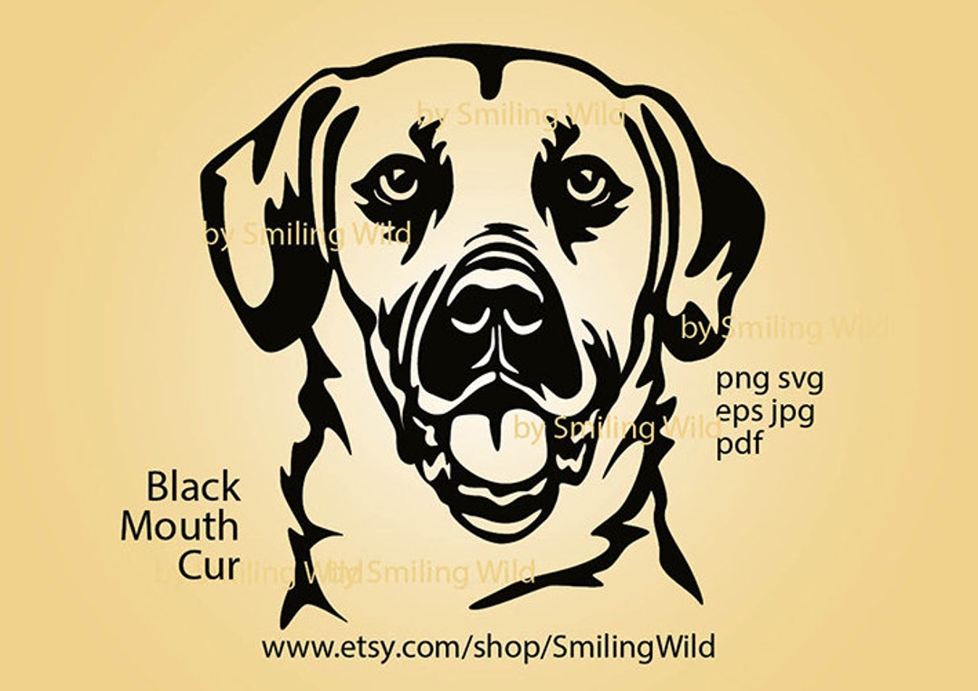 Black Mouth Cur Svg & Png Head Portrait Dog Vector Graphic Art Black ...