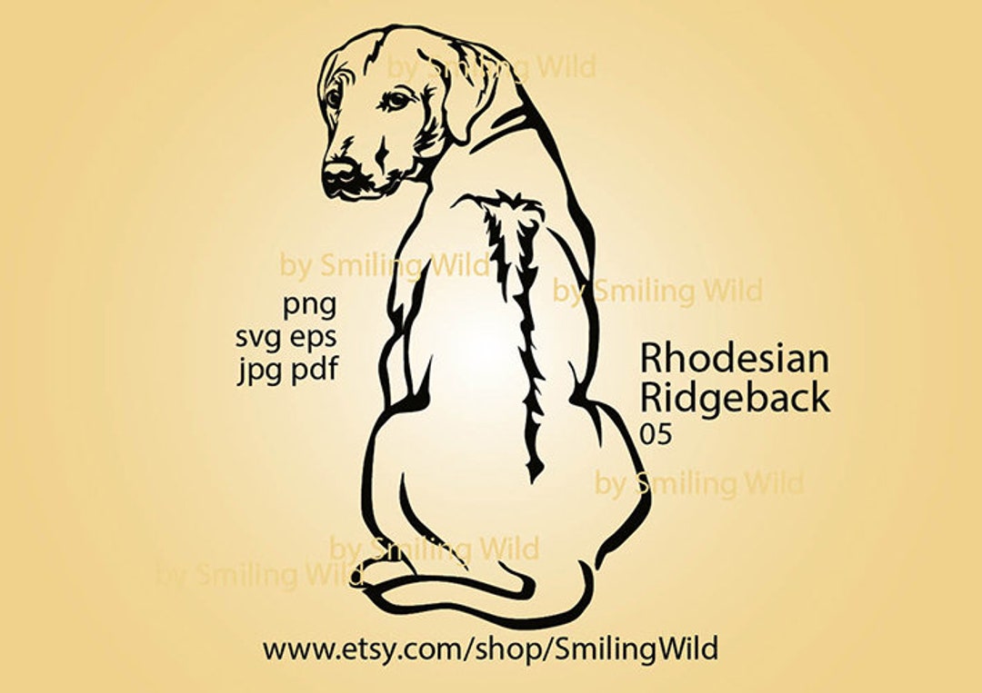 Rhodesian Ridgeback Svg /05/ Vector Graphic Art Sitting Dog Clipart for ...