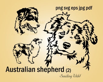 Aussie Svg Vector Graphic Art Portrait Australian Shepherd | Etsy