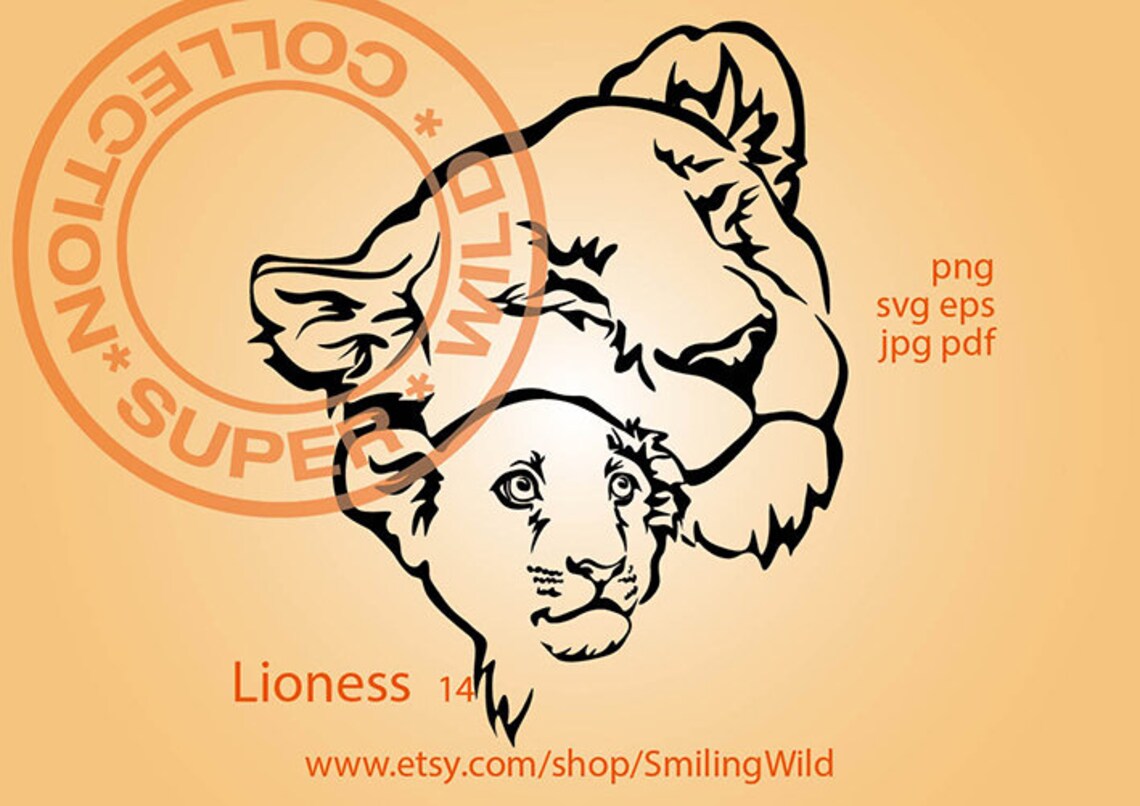 Lion Mom & Cub Svg Vector Art, Lioness Clipart Cut File Cuttable Cricut ...