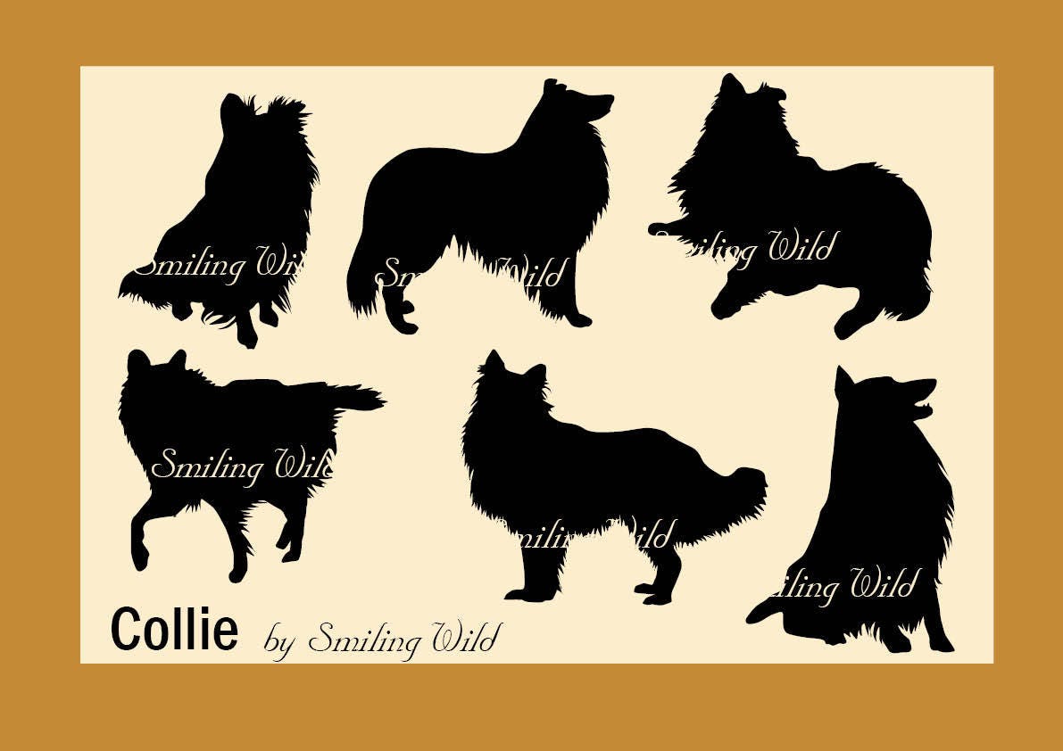 Rough Collie Svg Silhouette Clipart Dog Artwork Printable Vector ...
