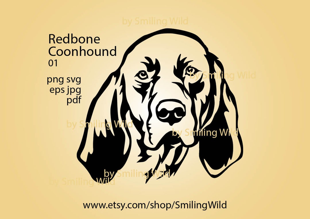 Redbone Coonhound Dog Svg Clip Art Hunting Dog Vector Graphic Art ...