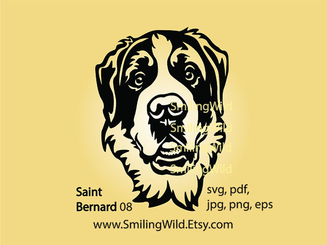 St. Bernard Svg Cuttable Portrait Saint Bernard Dog Vector - Etsy