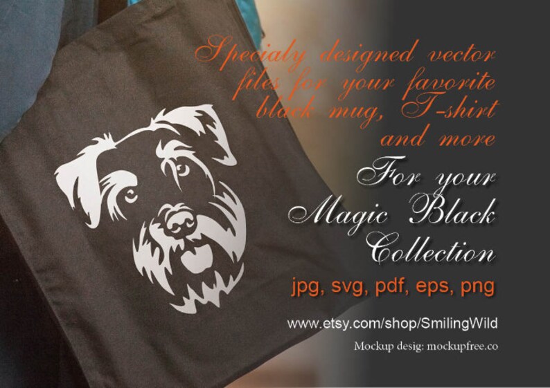 Schnauzer Miniature Dog Svg Clipart White Print on Black - Etsy