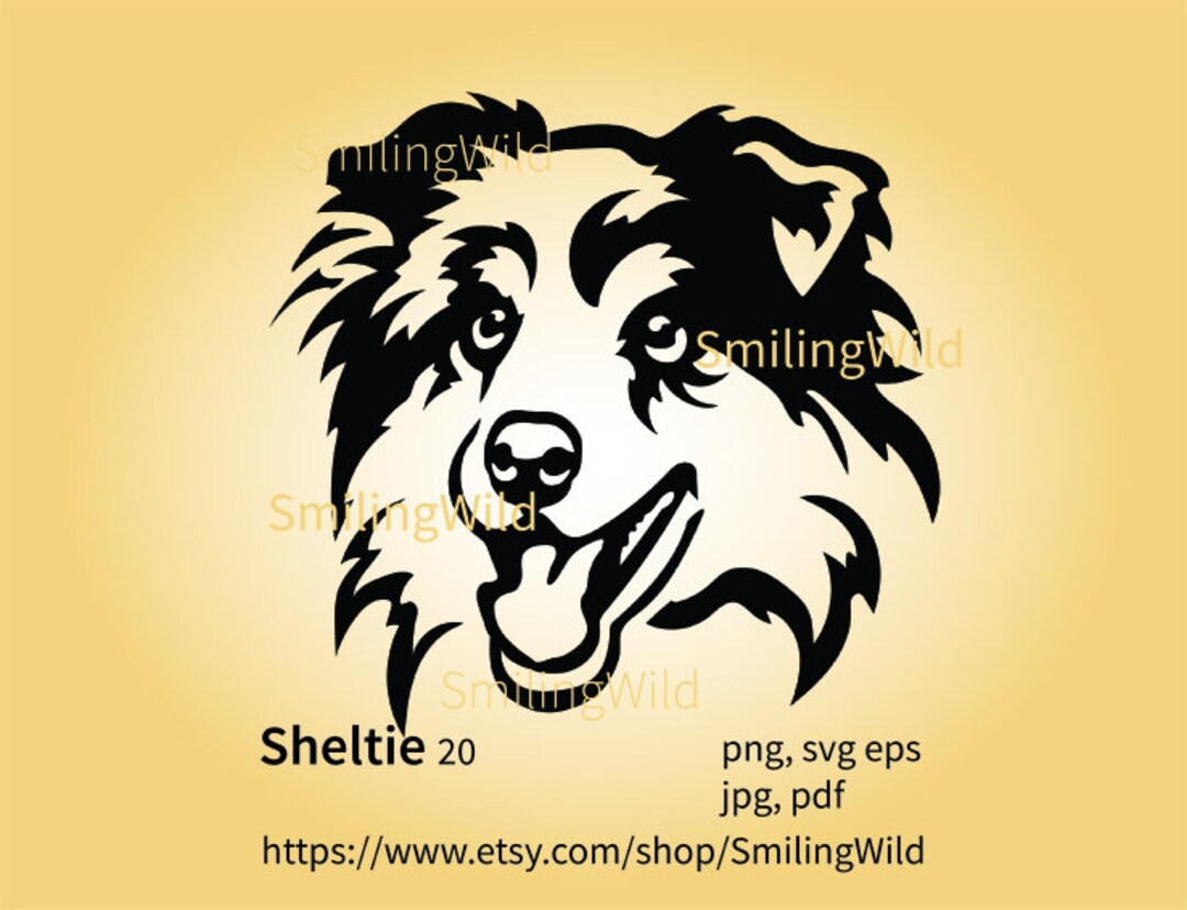 Sheltie Face Svg Digital Design Clipart Vector Graphic Art - Etsy