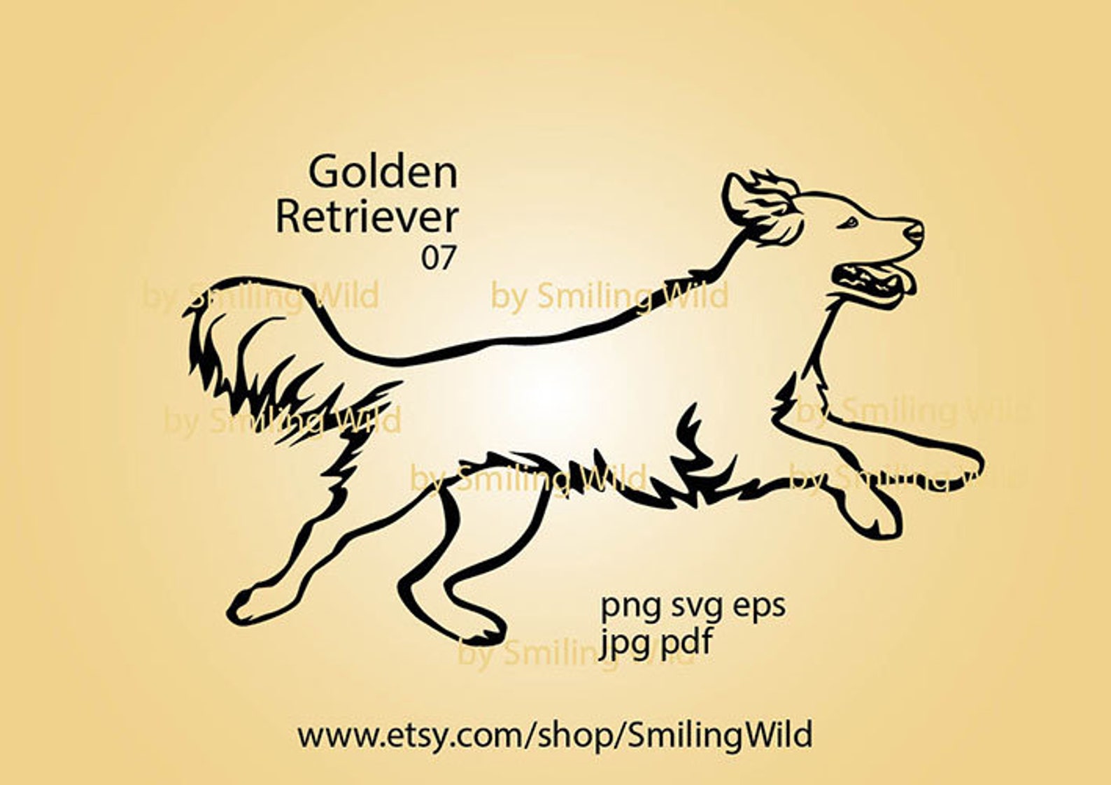 Golden Retriever 07 Svg Clipart Vector Graphic Art Running - Etsy