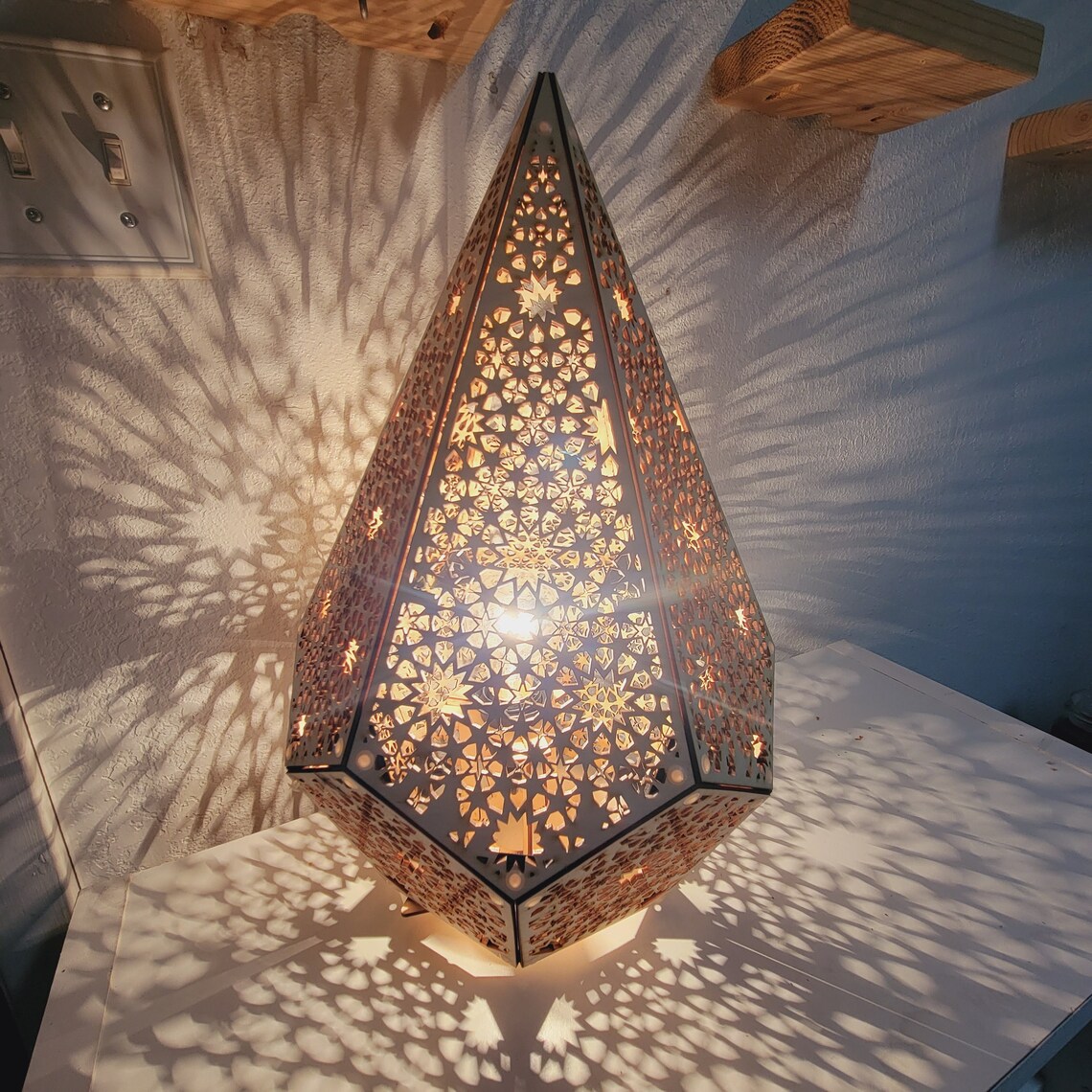Prizm Lamp Shadow Lamp Morrocan Lamp Wood Lighting - Etsy