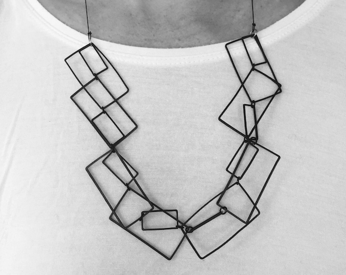 Rotating Frame Necklace / Choose Your Color: Matte-black or Silver ...