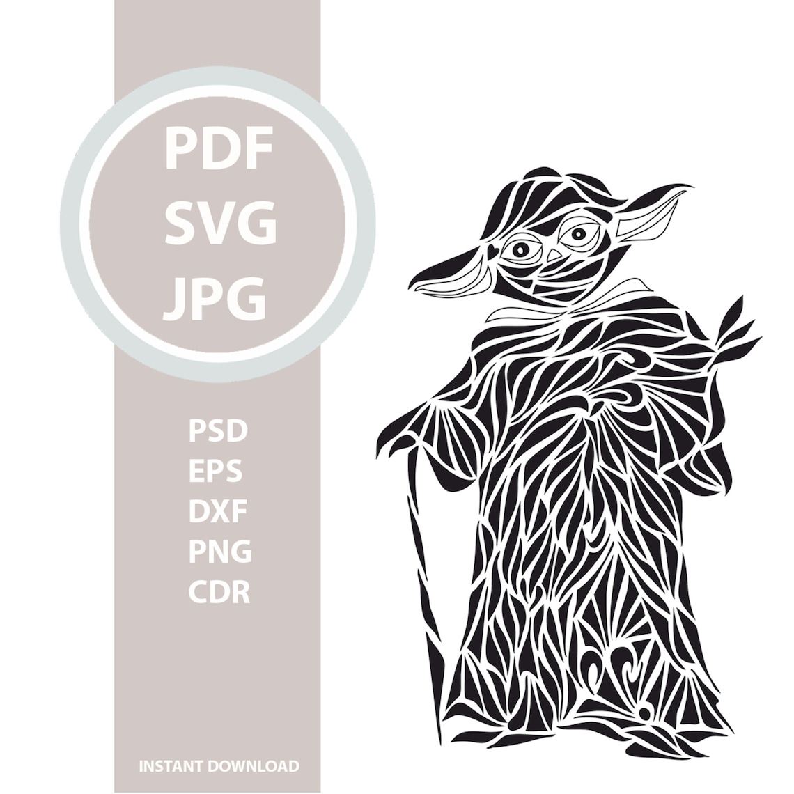 Yoda svg cut file for Cricut & Silhouette. Yoda black Vector. | Etsy