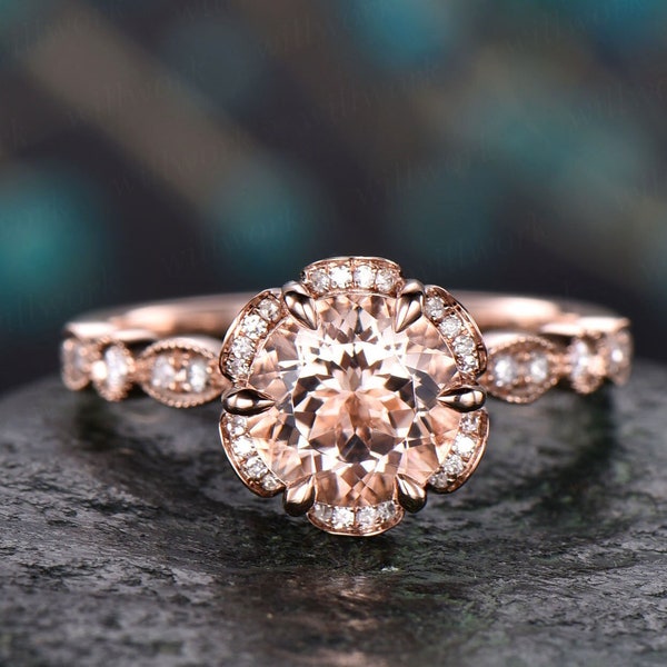 Morganite Engagement Ring - Etsy