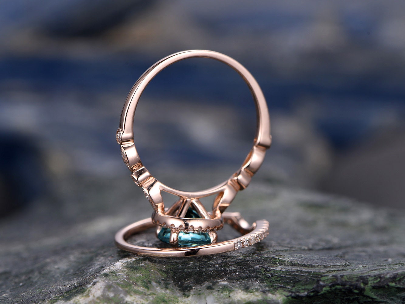 2pcs June Birthstone Ring Color Change Alexandrite Engagement - Etsy