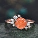 Round Cut Sunstone Ring Gold Vintage Sunstone Engagement Ring Rose Gold ...