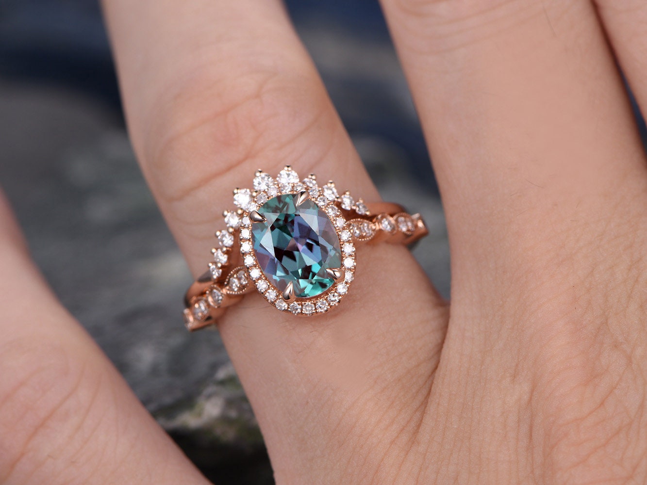 2pcs Alexandrite Bridal Set Color Change Alexandrite - Etsy