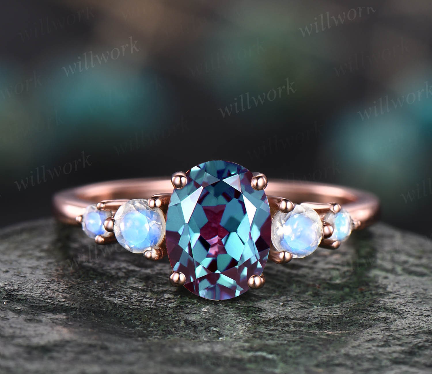 Alexandrite Ring Minimalist Vintage Unique Oval Alexandrite - Etsy