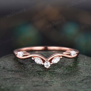 2ct Twig Round Cut Moissanite Engagement Ring Set 14k Rose Gold Five ...