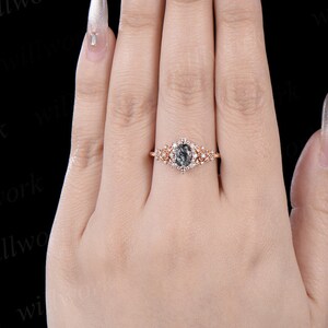 Oval Cut Black Rutilated Quartz Engagement Ring Rose Gold Snowdrift ...