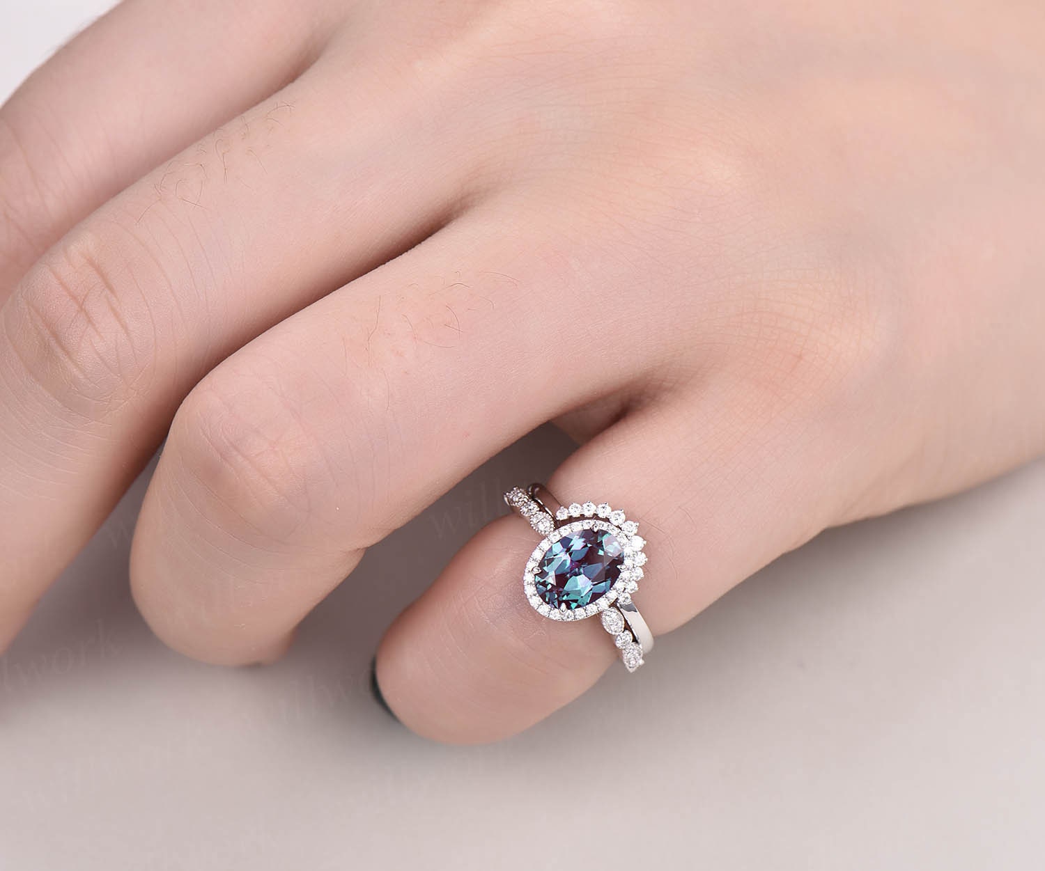 2pcs Alexandrite Bridal Set Color Change Alexandrite - Etsy