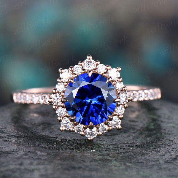 Blue Halo Ring - Etsy