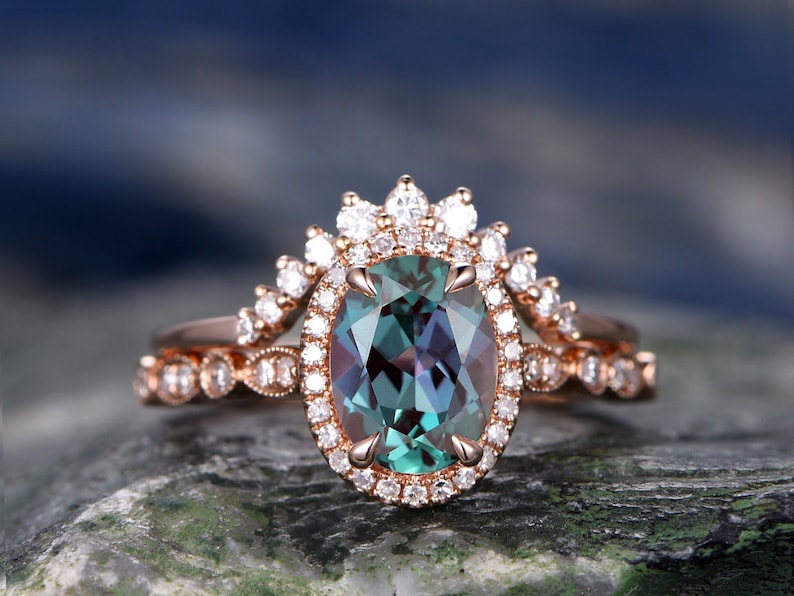 2pcs Alexandrite Bridal Set Color Change Alexandrite - Etsy
