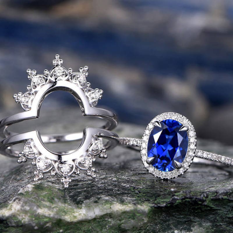 Flower Wedding Ring Set - Etsy