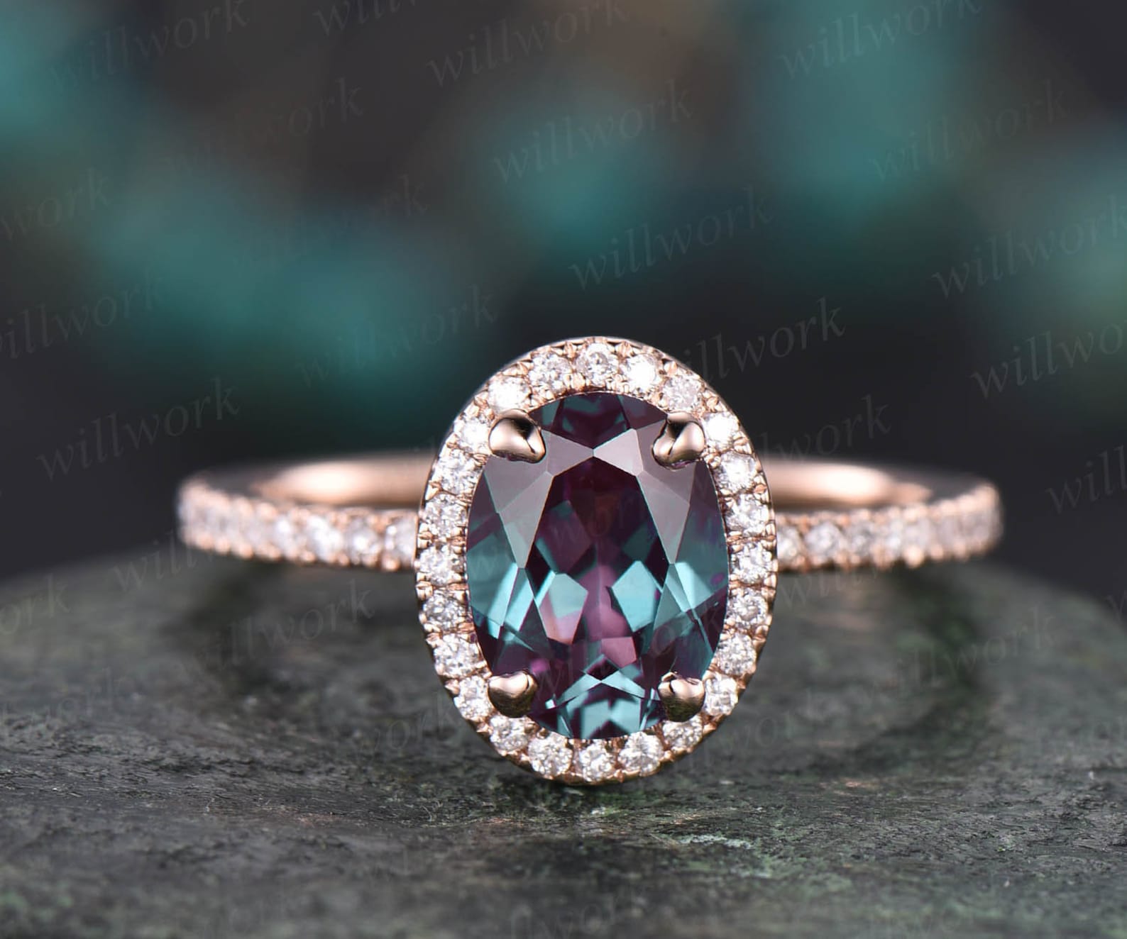 Vintage Alexandrite Engagement Ring Oval Alexandrite Ring for - Etsy
