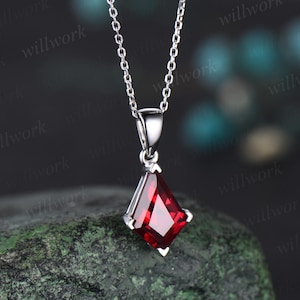 Kite Red Ruby Necklace Solid 14k 18k Rose Gold Vintage Unique ...