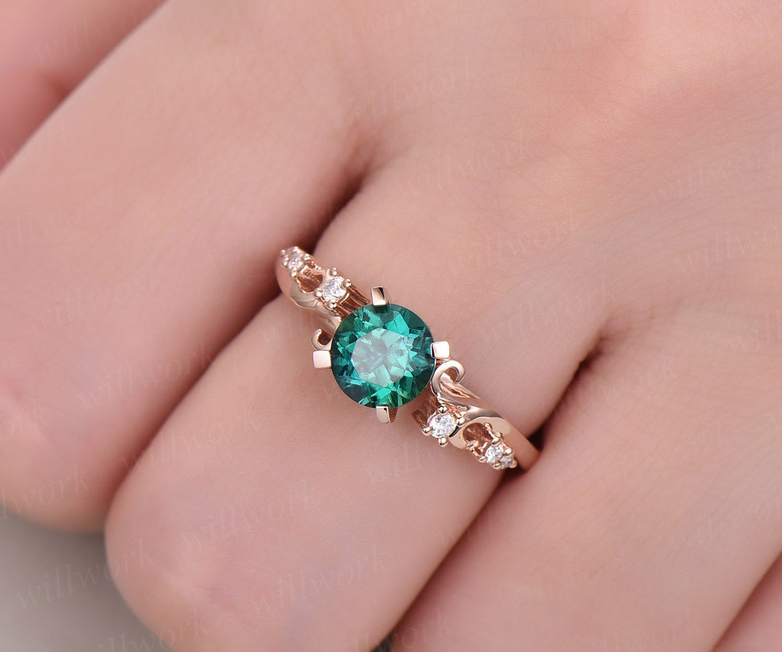 Smaragd Ring Vintage Smaragd Verlobungsring 14k Roségold - Etsy.de