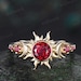 Vintage Round Cut Red Ruby Sun Engagement Ring Bezel Halo Solid 14k ...