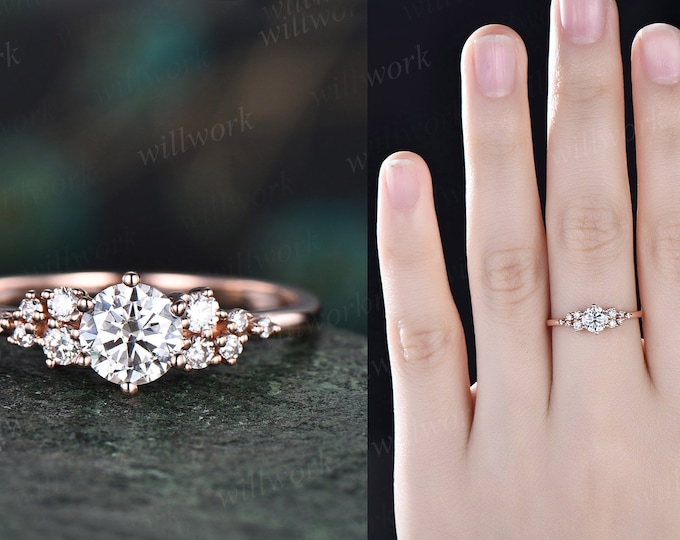 Marquise Cut Moissanite Ring Vintage Moissanite Engagement Ring Solid ...