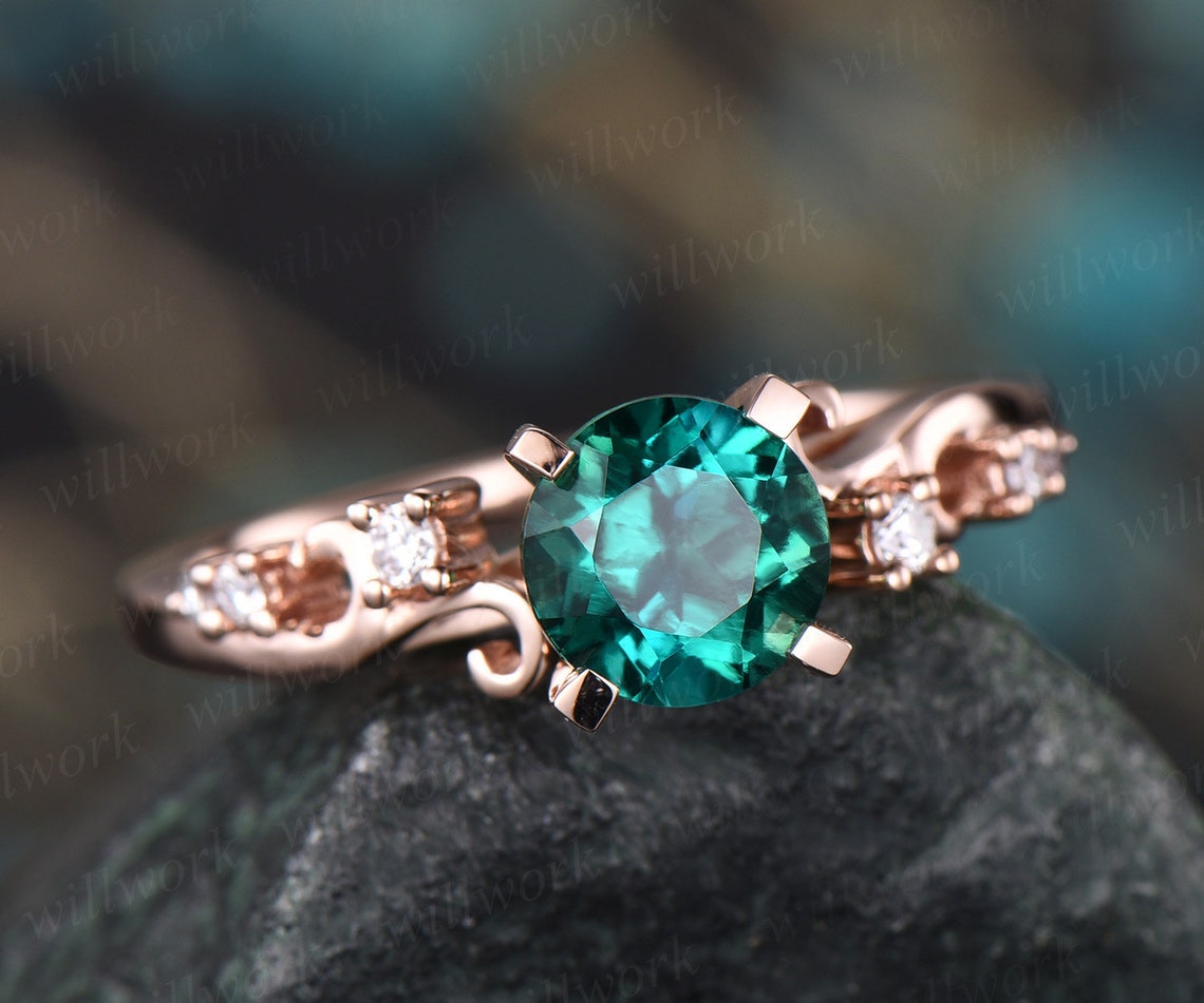 Smaragd Ring Vintage Smaragd Verlobungsring 14k Roségold - Etsy.de