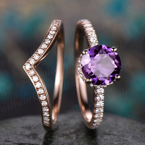 Amethyst Engagement Ring - Etsy