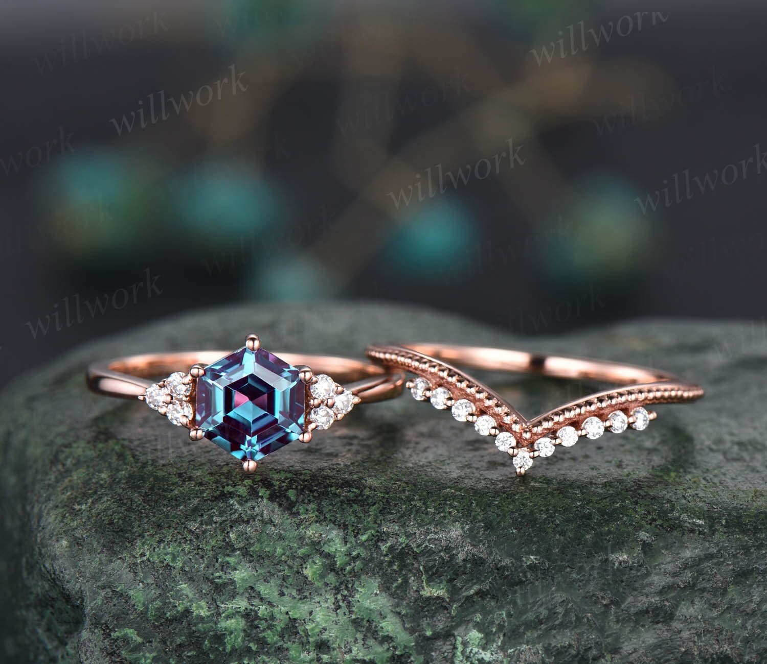 Alexandrite ring set Etsy