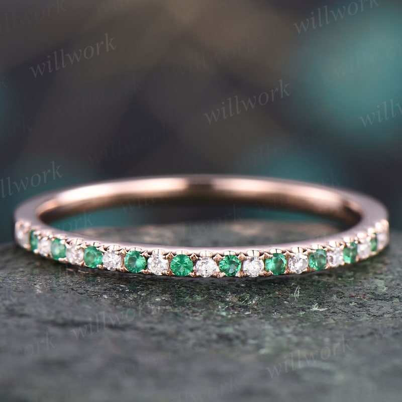 Rose Gold Emerald Ring - Etsy