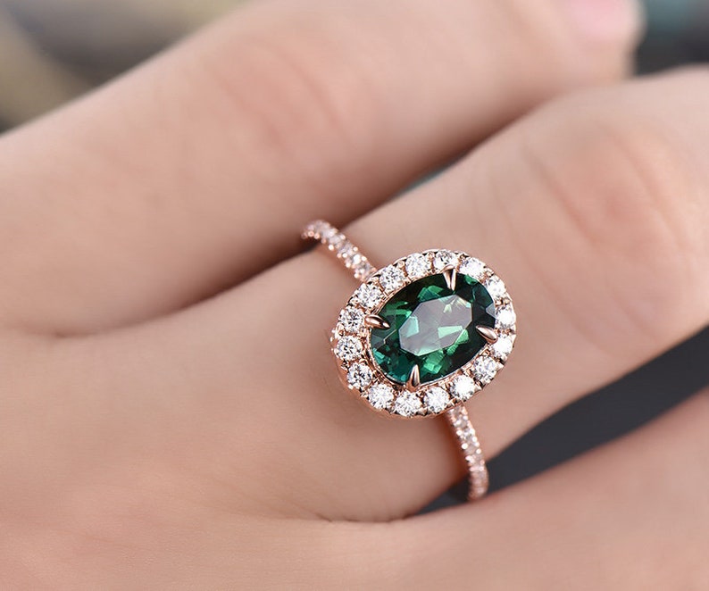 Green Emerald Engagement Ring Solid 14k Yellow Gold Real - Etsy