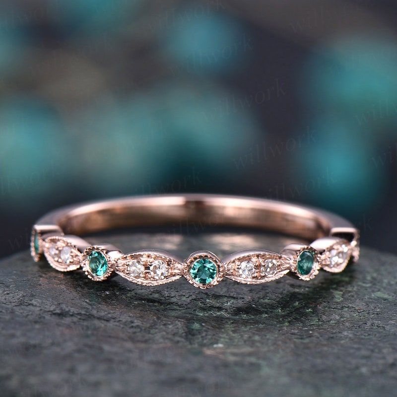 Emerald Wedding Rings - Etsy