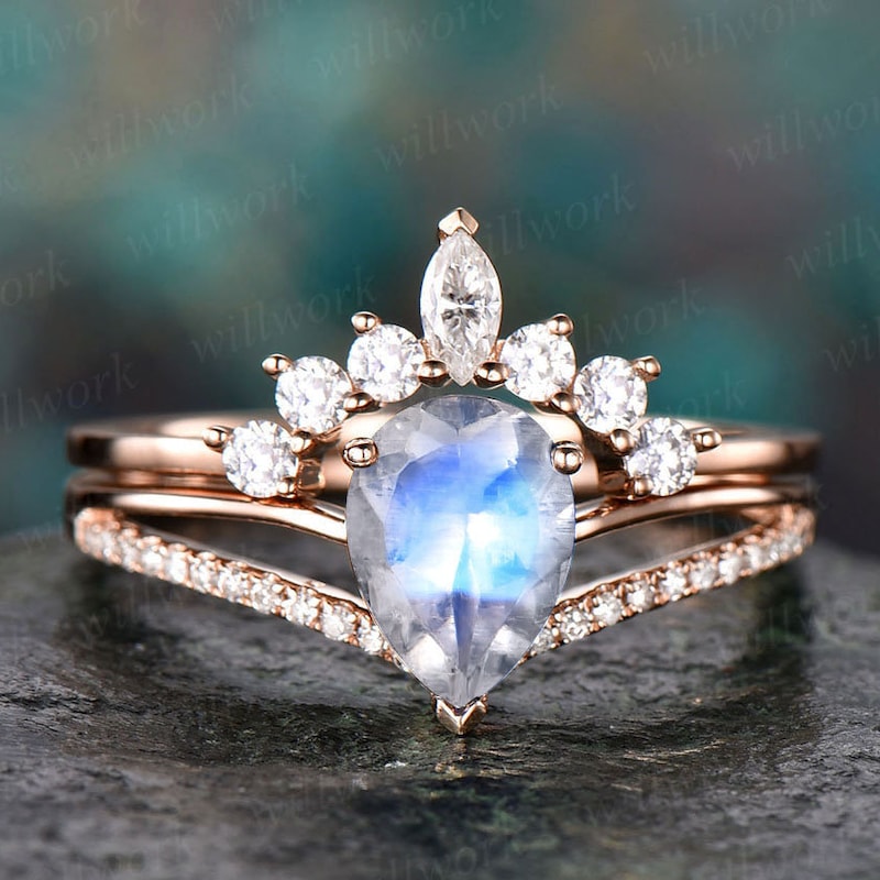 Moonstone Wedding Set - Etsy