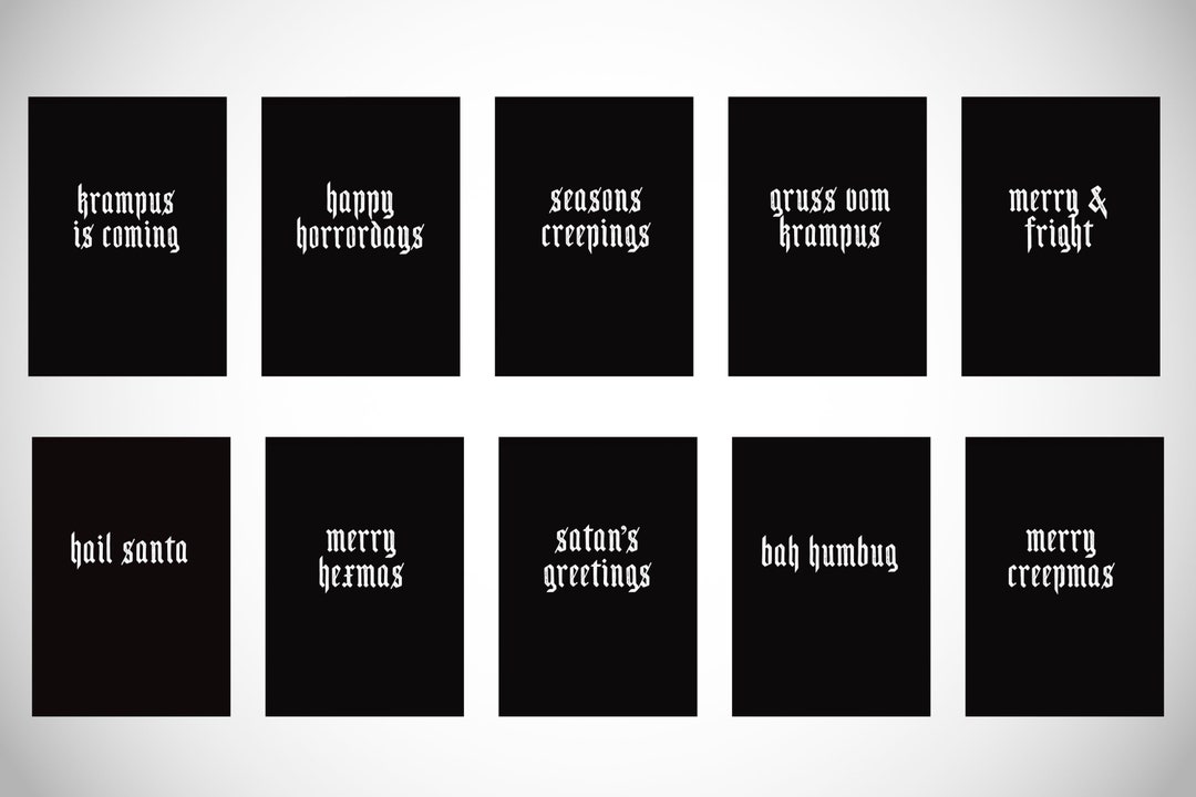 Goth Christmas Card Value Pack, Emo Xmas, Black & White Minimalist ...