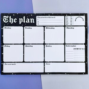Goth Weekly Planner & Daily Schedule Set, Old English Gothic Organiser ...