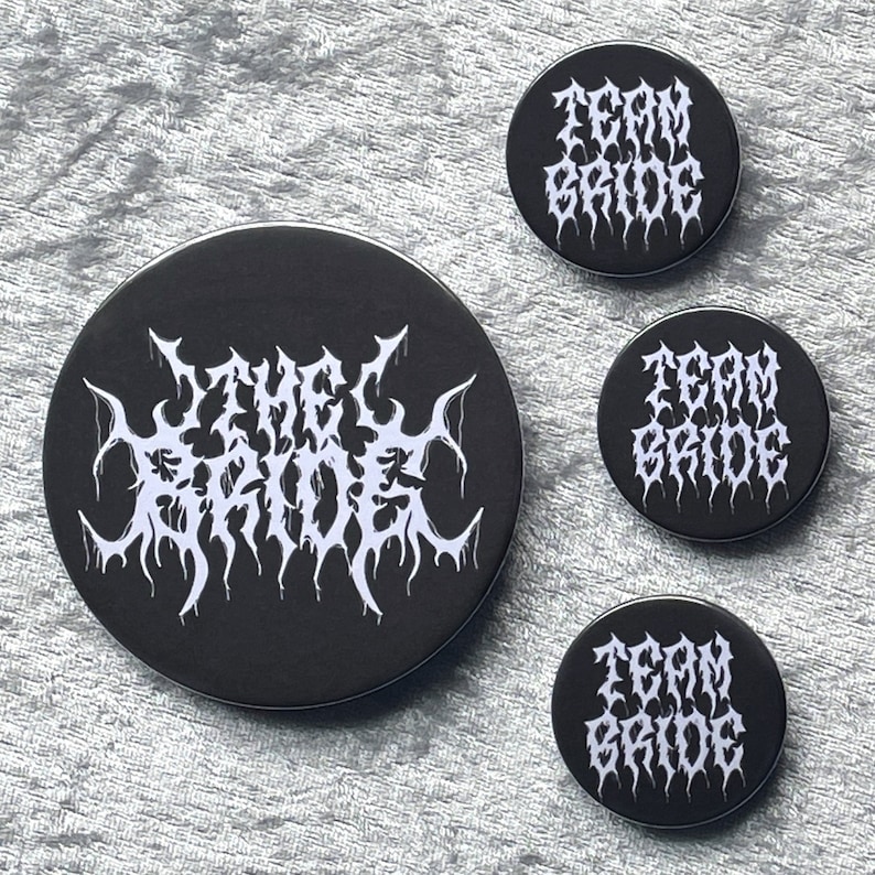 Heavy Metal Bridal Party Badges, the Bride & Team Bride, Gothic Hen Do ...